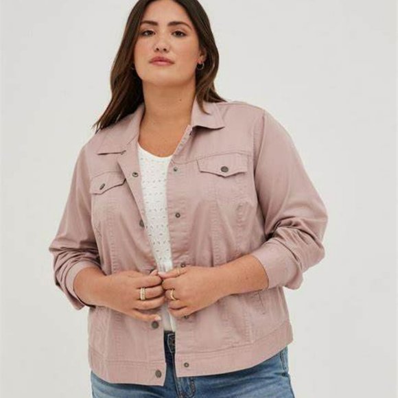 torrid | Jackets & Coats | Torrid Twill Pink Trucker Jacket Size 5x ...